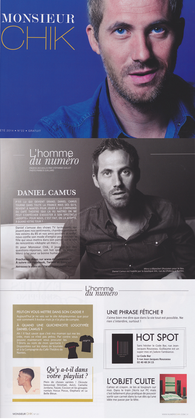 Daniel Camus en couverture du magazine Numéro Chik ! - Daniel Camus